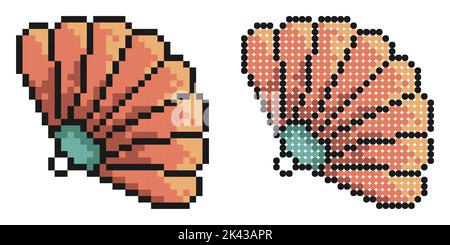 Pixel icon. Theatrical fan. Female folding fan of Japanese geisha ...