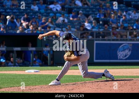 Seattle Mariners pitcher Matt Brash follows through on a pitch against ...