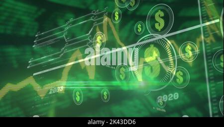Image of data processing over dollar symbols Stock Photo - Alamy