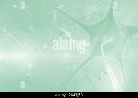 Abstract illustration of neuron cells against blue background ...