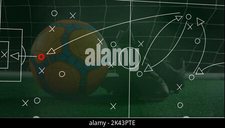 Image of strategy of soccer game over soccer ball and leather boots ...