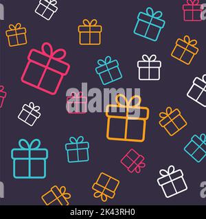 Multiple colourful outlined presents over grey background. happy ...
