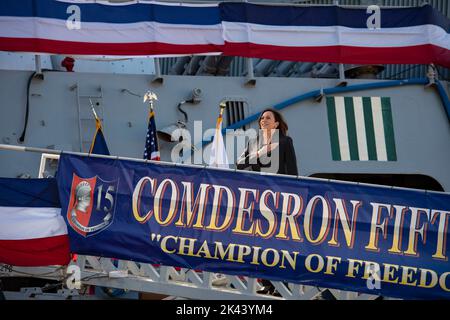 Vice President Kamala Harris boards Air Force Two, in Los Angeles ...
