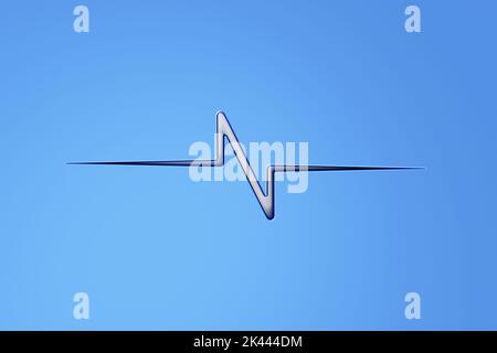 Blue cardiogram line and heart 3D rendering illustration isolated on ...