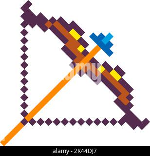 Pixel target and arrow. Retro 8 bit video game sprite asset, simple old ...