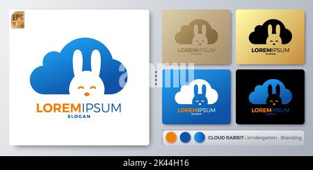 Cloud rabbit logo vector. Flat design. Vector Illustration on white ...