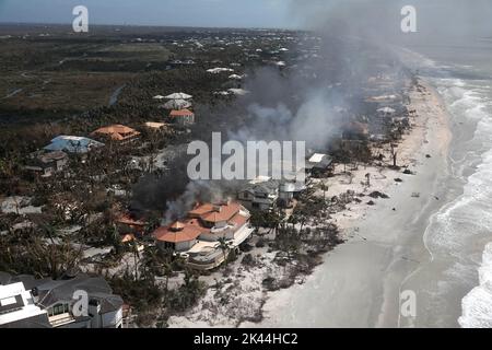 September 29, 2022, Sanibel, Florida, USA: Aerial photo of the damaged ...
