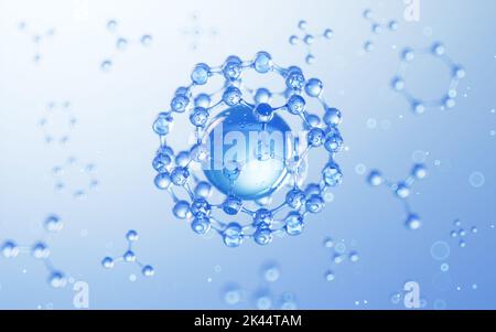 Spherical molecular structure, biotechnology concept, 3d rendering ...