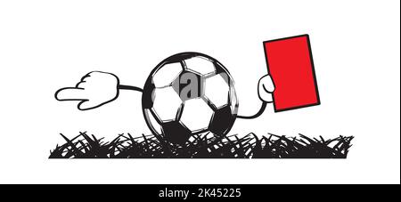 Cartoon soccer ball as stickman, stick figure man with music party ...