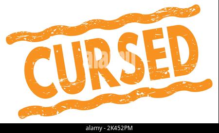 cursed text written on orange grungy stamp sign Stock Photo - Alamy