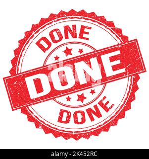 ALL DONE text written on red trapeze stamp sign Stock Photo - Alamy