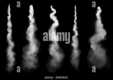 Set of realistic airplane contrails png on transparent background ...