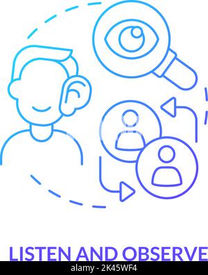 Listen and observe blue concept icon Stock Vector Image & Art - Alamy