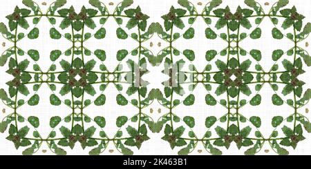 Foliage kaleidoscope seamless border pattern. Trendy optic fresh design ...