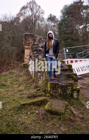 Frankenstein, Germany - December 26, 2020: Stairs and parts of a wall ...