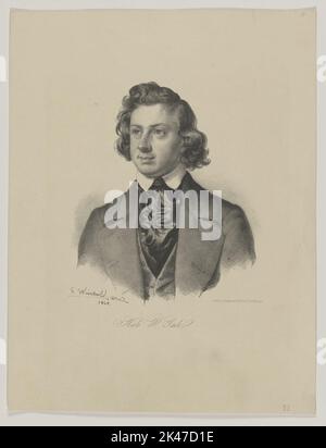 A portrait of the Danish composer Niels Gade by Josef Kriehuber ...