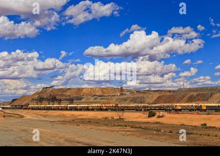 Broken hill city train station platform with intercity passenger train ...