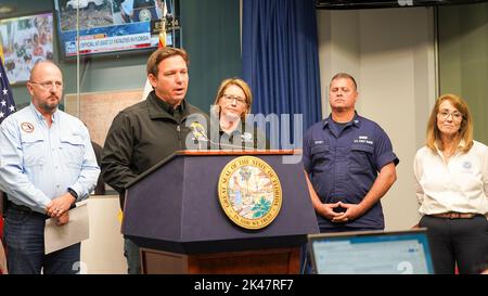 Tallahassee, USA. 30th Sep, 2022. FDEM Director Kevin Guthrie briefing ...
