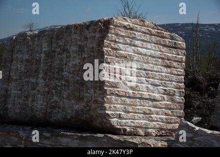 Quarries of Fauske in Norway are famous for their pink and white marble ...