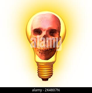 Skull in a lightbulb, illustration Stock Photo - Alamy