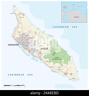 Vector road map of the Caribbean island nation of Jamaica Stock Photo ...