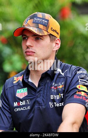 Singapore. 1st Oct, 2022. Red Bull's Dutch driver Max Verstappen drives during the third ...