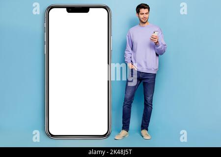 Full body photo of cute millennial lady jump wear t-shirt grey overall ...