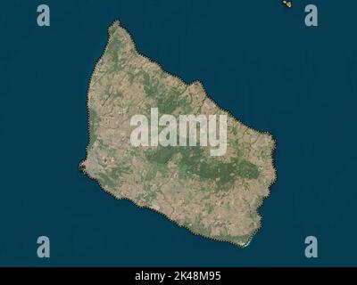 Bornholm, island of Denmark. Low resolution satellite map. Corner ...