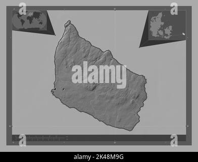 Bornholm, island of Denmark. Bilevel elevation map with lakes and rivers Stock Photo - Alamy