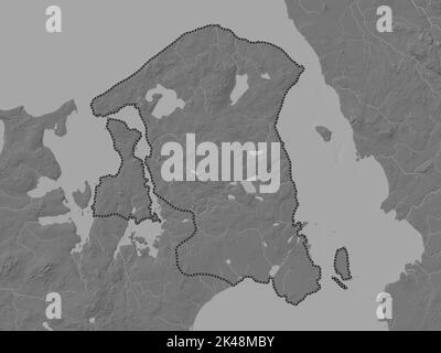 Hovedstaden, region of Denmark. Elevation map colored in wiki style ...