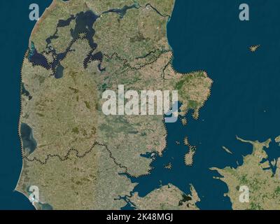 Midtjylland, region of Denmark. Low resolution satellite map. Locations ...