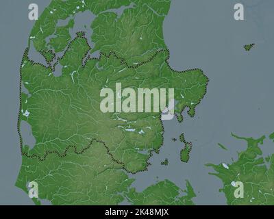Midtjylland, region of Denmark. Colored elevation map with lakes and ...