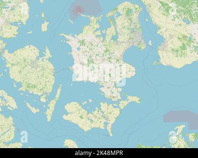 Sjlland, region of Denmark. Open Street Map. Locations and names of major cities of the region ...