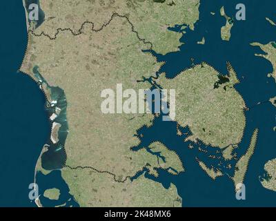Syddanmark, region of Denmark. High resolution satellite map. Locations ...