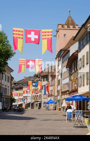 Town Hall in Marktgasse, pedestrian zone, Rheinfelden, Canton Aargau ...