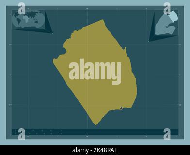 Obock, region of Djibouti. Solid color shape. Locations and names of ...