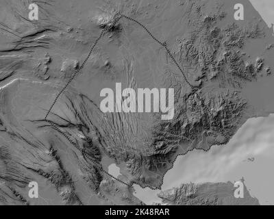Tadjourah, region of Djibouti. Elevation map colored in wiki style with ...