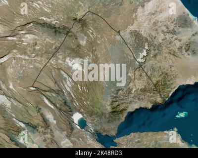 Tadjourah, region of Djibouti. High resolution satellite map. Corner ...