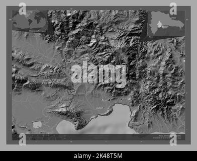 Azua, province of Dominican Republic. Bilevel elevation map with lakes ...