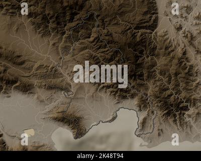 Azua, province of Dominican Republic. Colored elevation map with lakes ...