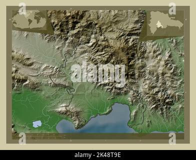 Azua, province of Dominican Republic. Colored elevation map with lakes ...