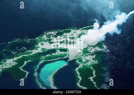 Destruction of underwater gas pipelines. underwater explosion and gas ...