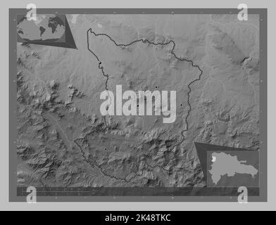 Dajabon, province of Dominican Republic. Grayscale elevation map with ...