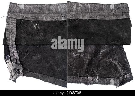 Collection of black leather textures isolated on white background ...
