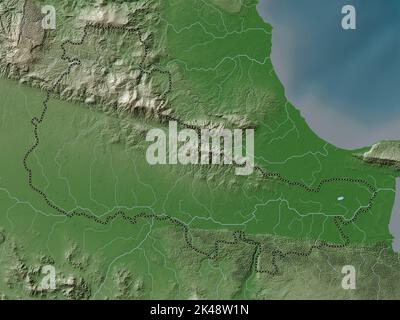 Duarte, province of Dominican Republic. Colored elevation map with ...