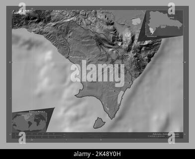 Pedernales, province of Dominican Republic. Bilevel elevation map with ...