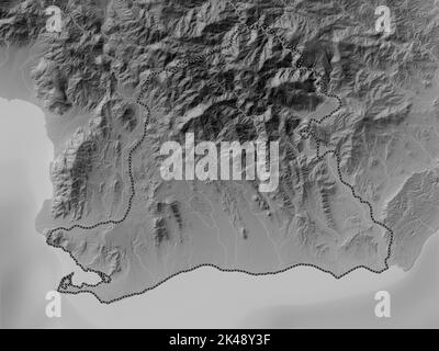 Peravia, province of Dominican Republic. Grayscale elevation map with ...