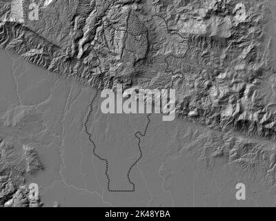 Salcedo, province of Dominican Republic. Elevation map colored in sepia ...