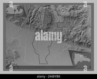 Salcedo, province of Dominican Republic. Grayscale elevation map with ...