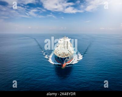 Front view of a large LNG or liquid gas tanker ship Stock Photo - Alamy
